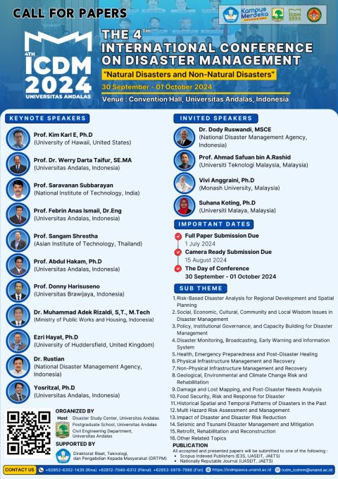 The 4th International Conference on Disaster Management (ICDM) 2024 ...